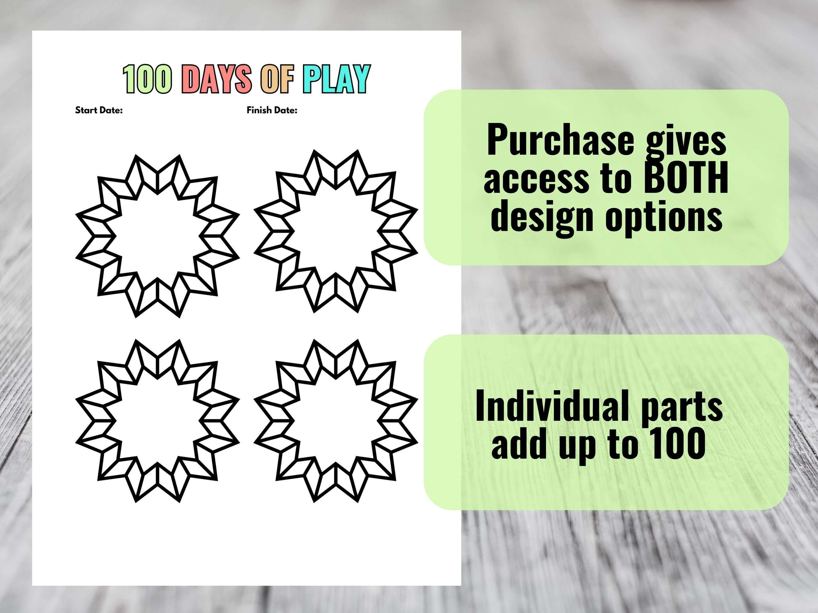 100 Days of Play Printable - Family Activity - Coloring Sheet - Etsy