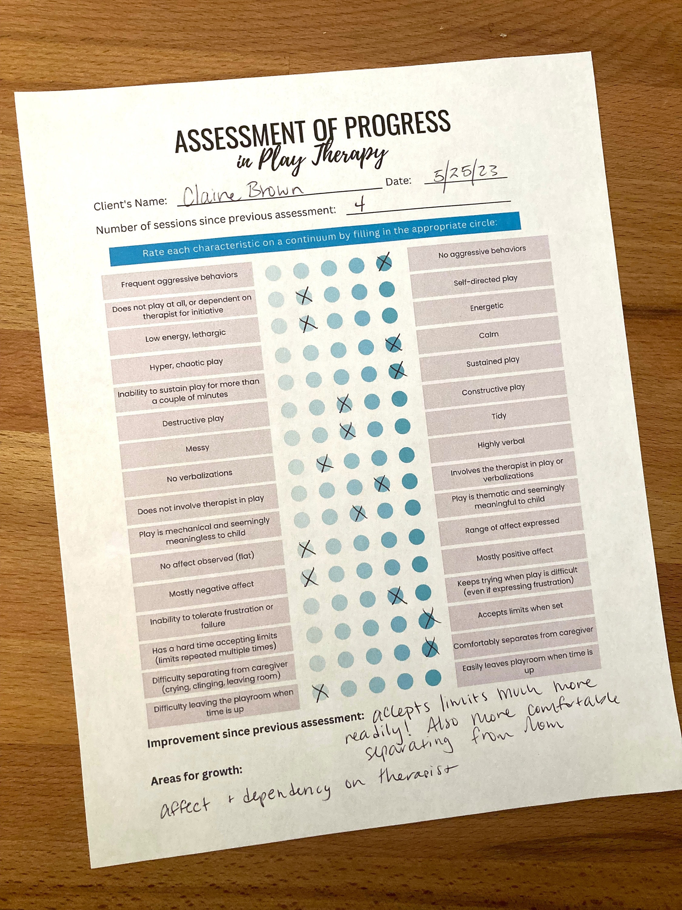 Assessment of Progress in Play Therapy - Progress Tracker - Child ...