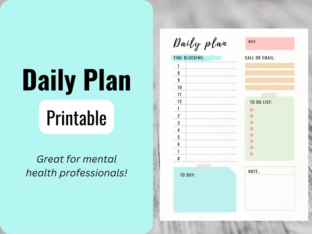 Daily Plan Printable to Do List Schedule Organize Your Day - Etsy