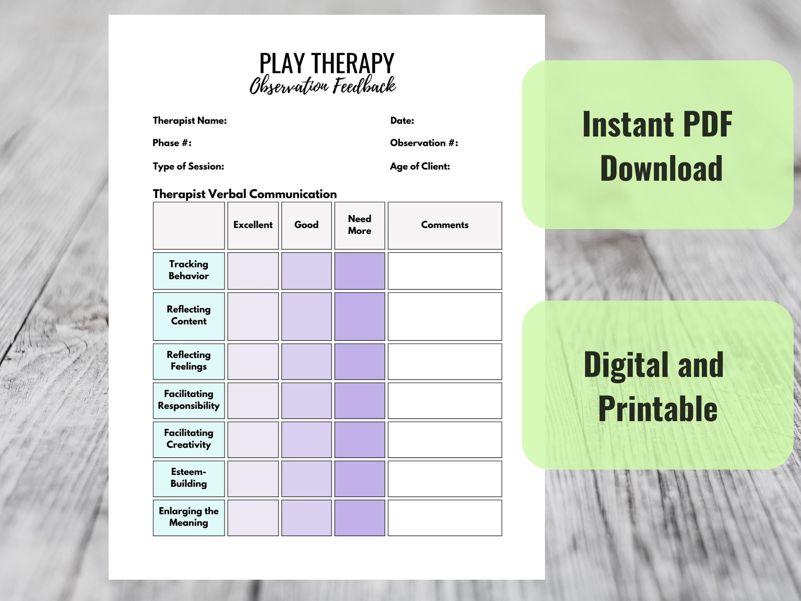 Play Therapy Supervision Observation Form - Play Therapy - Supervision ...