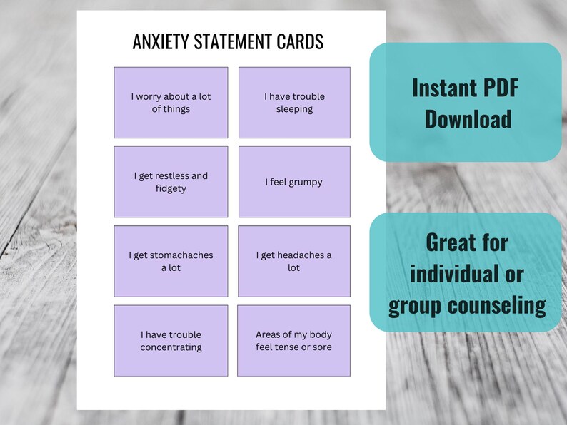 Anxiety Statement Cards - Printable - Child Therapy - Play Therapy - Etsy