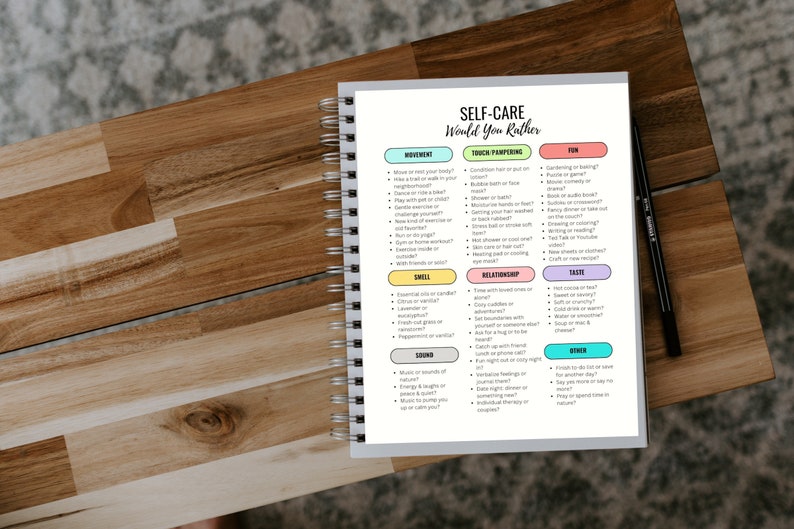 Self Care Would You Rather - Self Care Activity - Mental Health ...