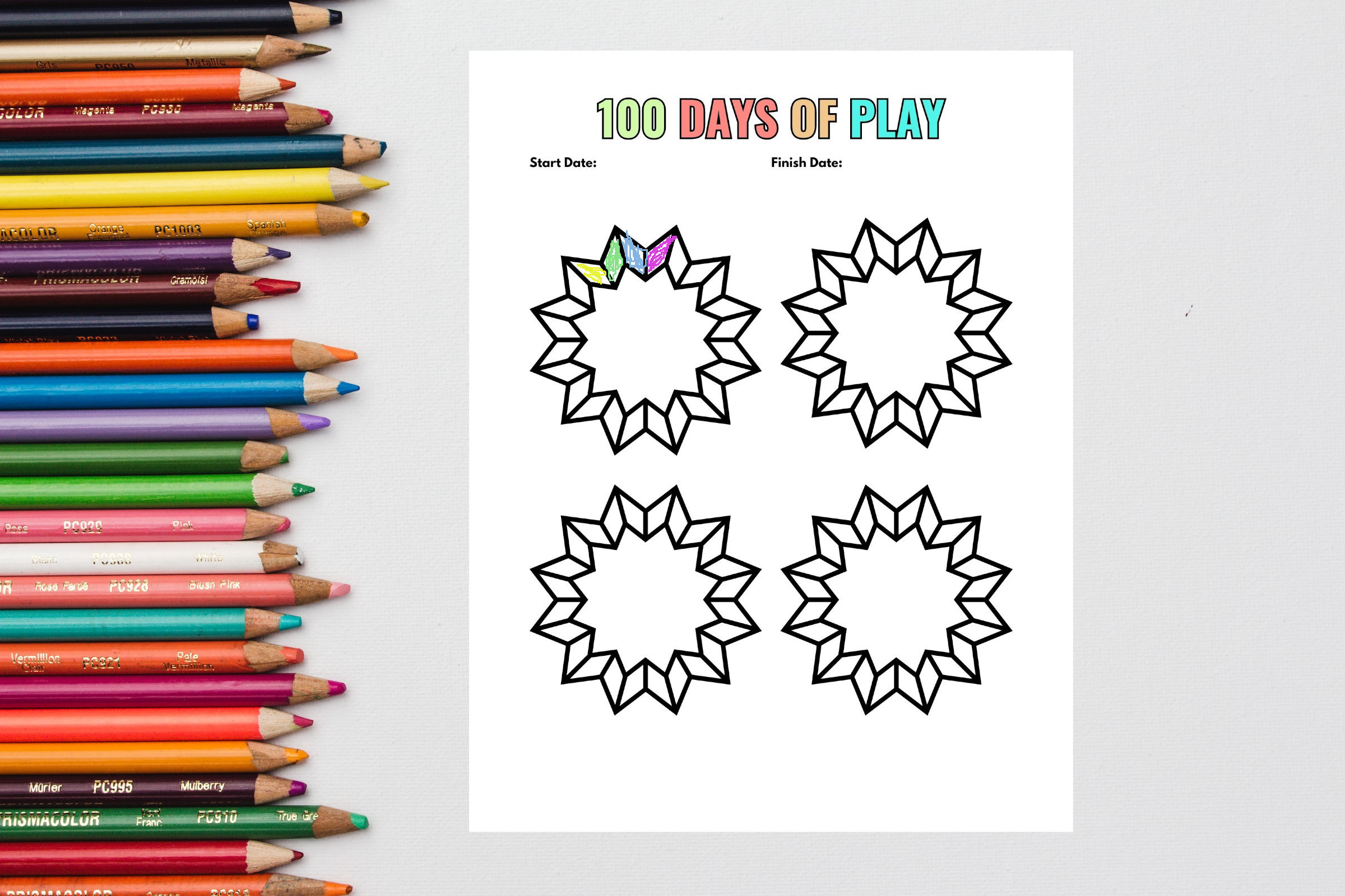 100 Days of Play Printable - Family Activity - Coloring Sheet - Etsy