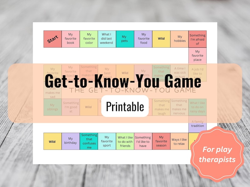 Get to Know You Game Printable - Play Therapy - Child Therapy ...