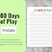 100 Days of Play Printable - Family Activity - Coloring Sheet - Etsy