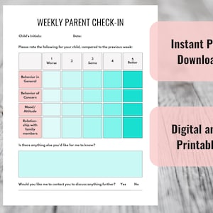 Weekly Parent Check-in - Play Therapy - Child Therapy - Parent Report ...
