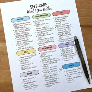 Self Care Would You Rather - Self Care Activity - Mental Health ...