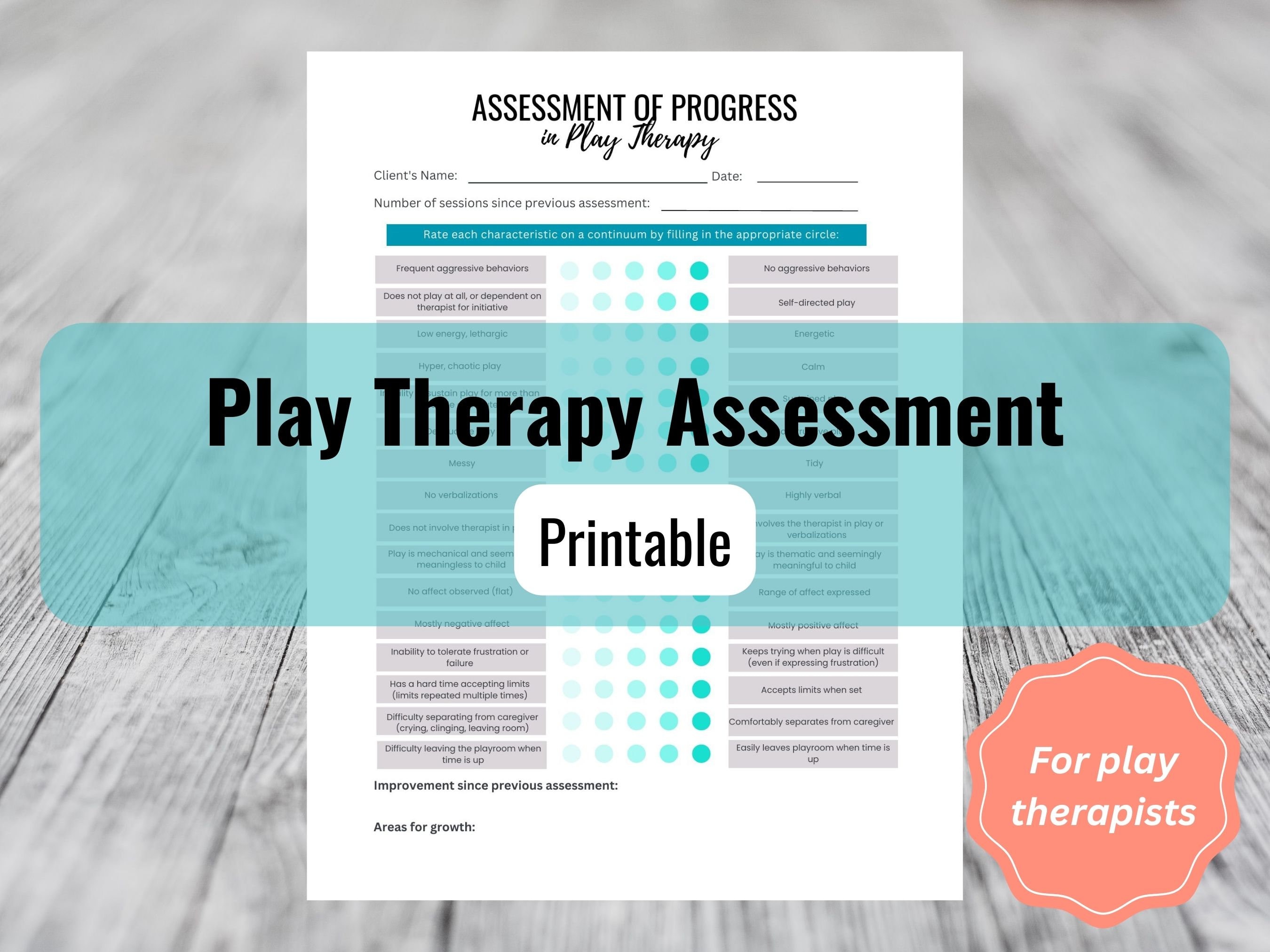 Assessment of Progress in Play Therapy - Progress Tracker - Child ...