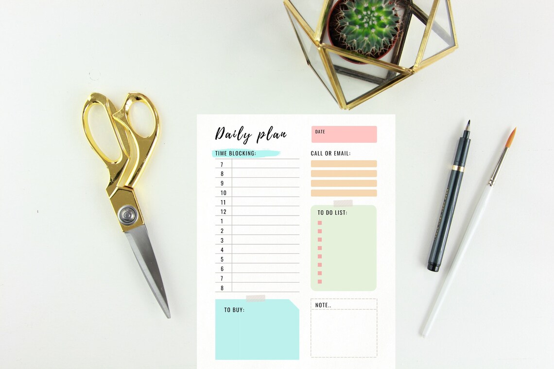 Daily Plan Printable to Do List Schedule Organize Your Day - Etsy