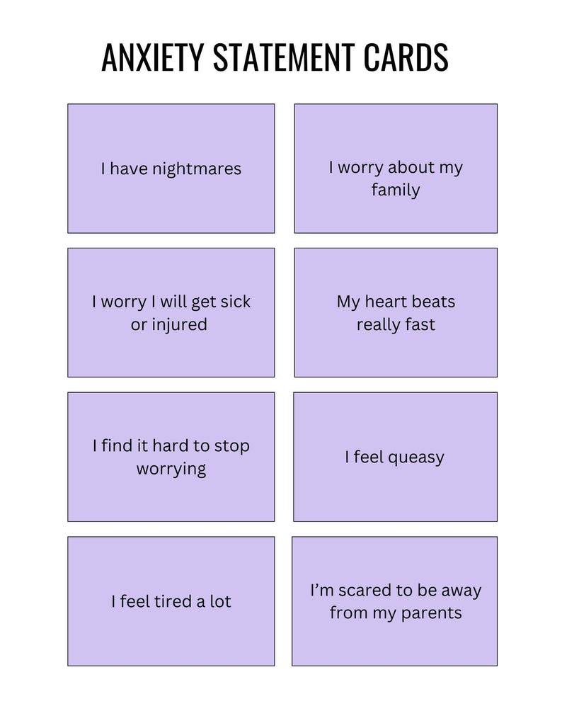 Anxiety Statement Cards - Printable - Child Therapy - Play Therapy - Etsy