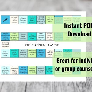 Coping Game Printable - Play Therapy - Child Therapy - Counseling ...