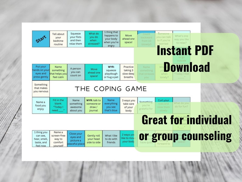 Coping Game Printable - Play Therapy - Child Therapy - Counseling ...