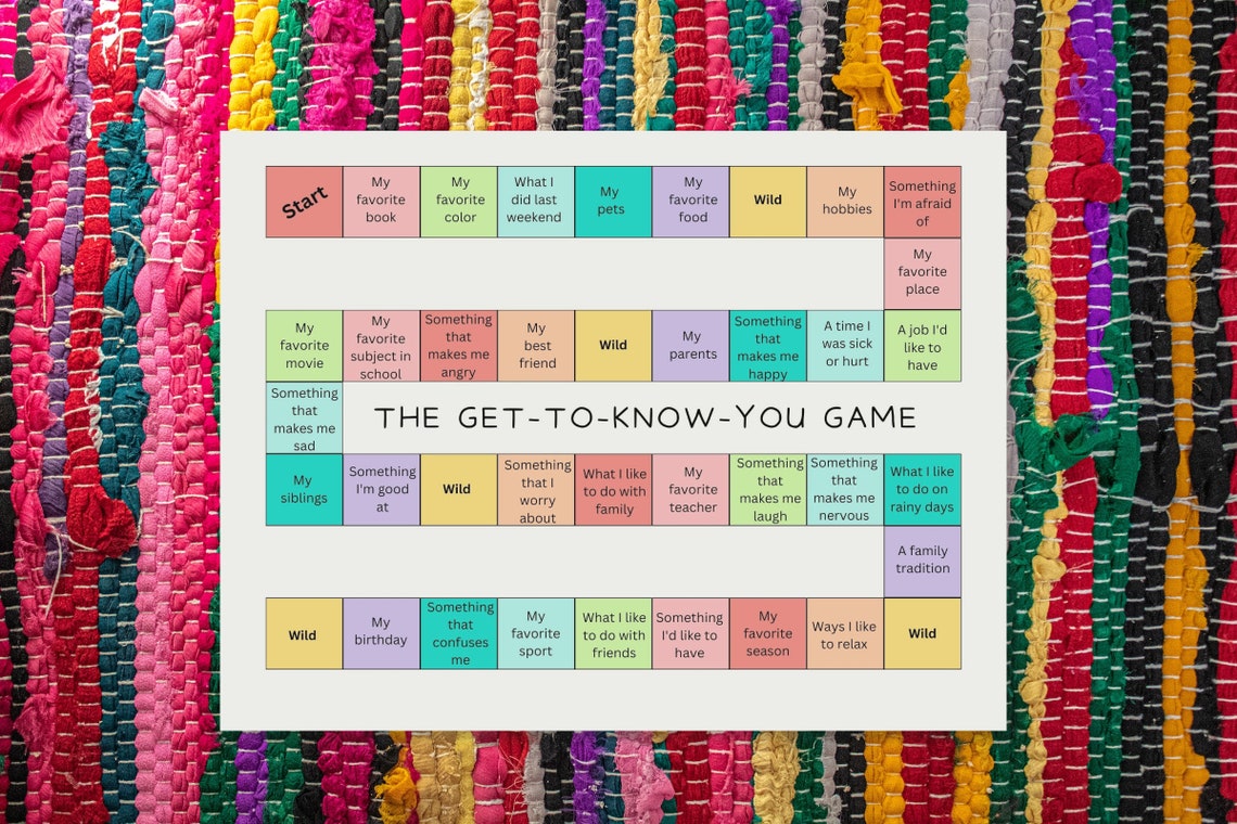 Get to Know You Game Printable - Play Therapy - Child Therapy ...