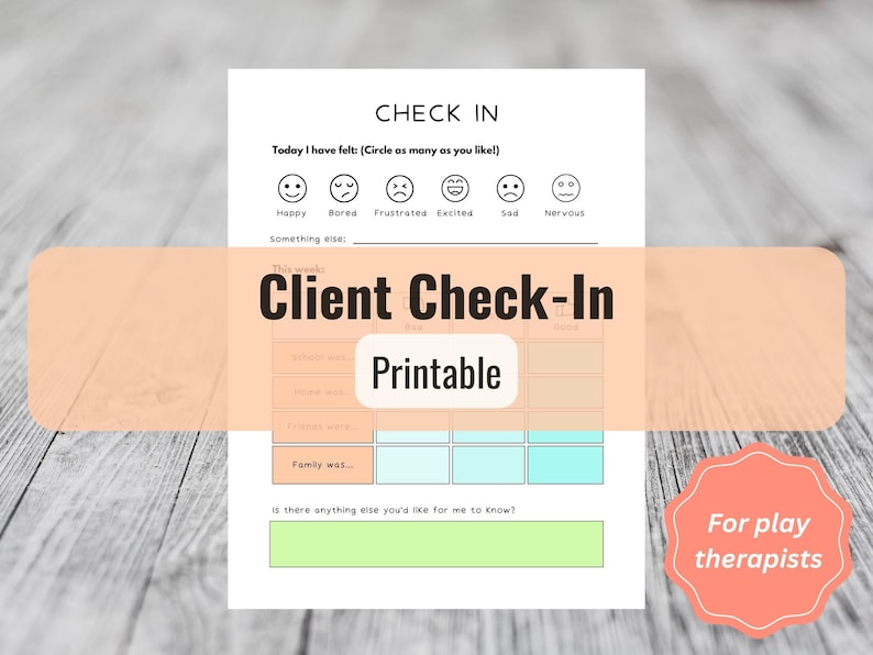 Client Check-in - Play Therapy - Child Therapy - Self-report - Etsy