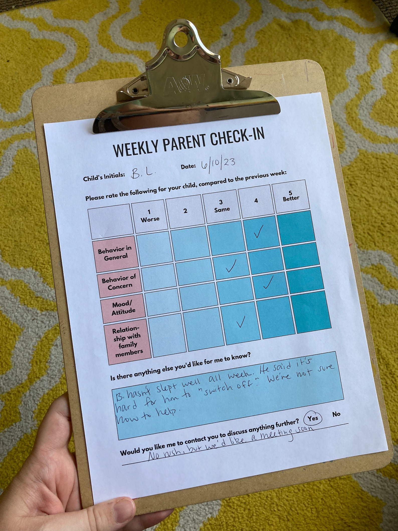 Weekly Parent Check-in - Play Therapy - Child Therapy - Parent Report ...