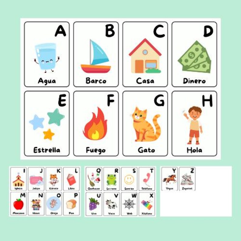 Spanish Alphabet Flash Cards - Printable Learning Tool - Etsy