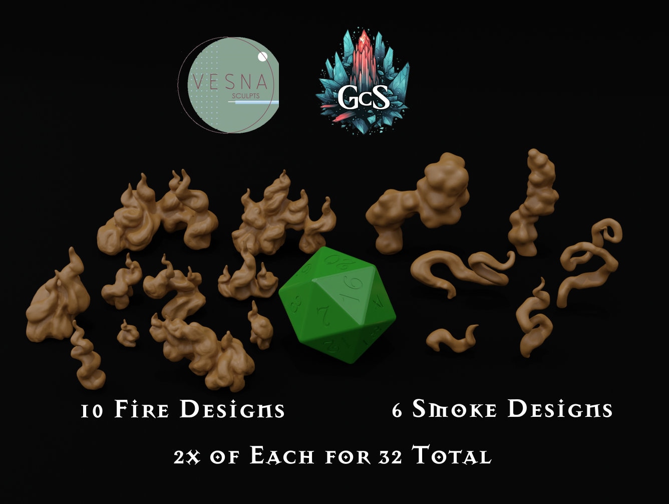 Fire & Smoke Basing Bits Vesna Sculpts Dnd Pathfinder Warhammer Aos ...