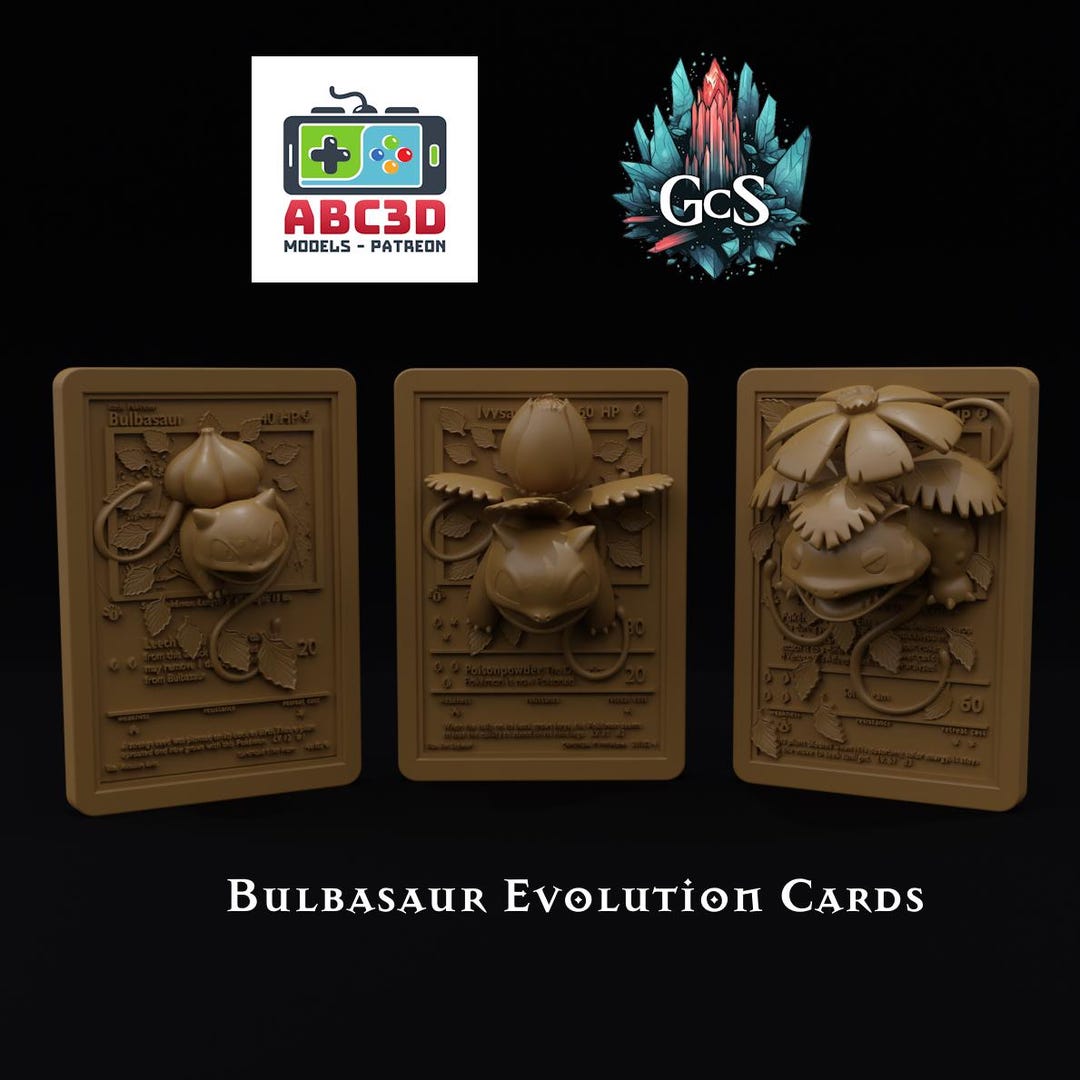 Bulbasaur Evolution Cards - ABC3D Models - 3D Pokemon Fan Art ...