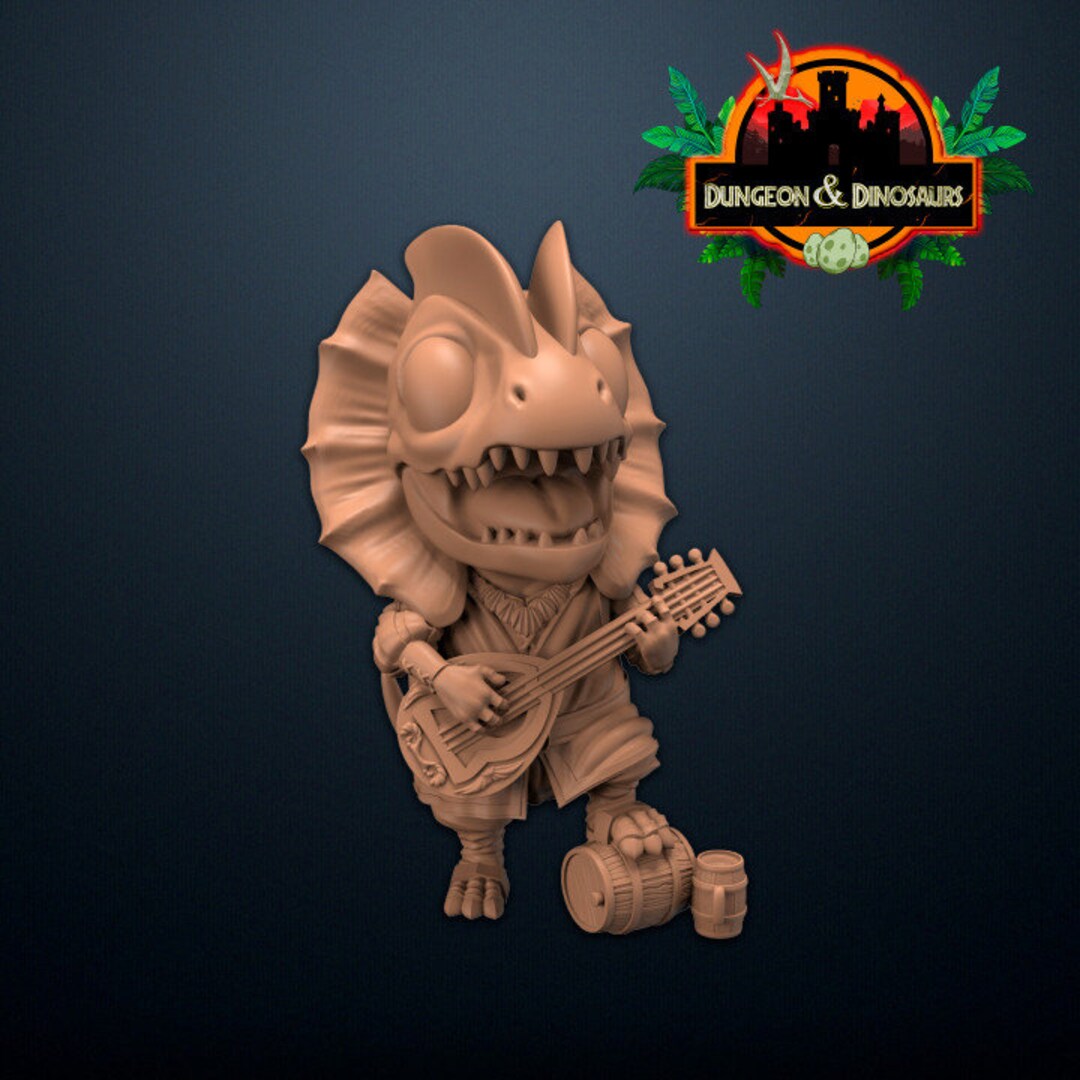 Dilophosaurus Bard Falcata3d Chibi Dino Hero Dnd - Etsy