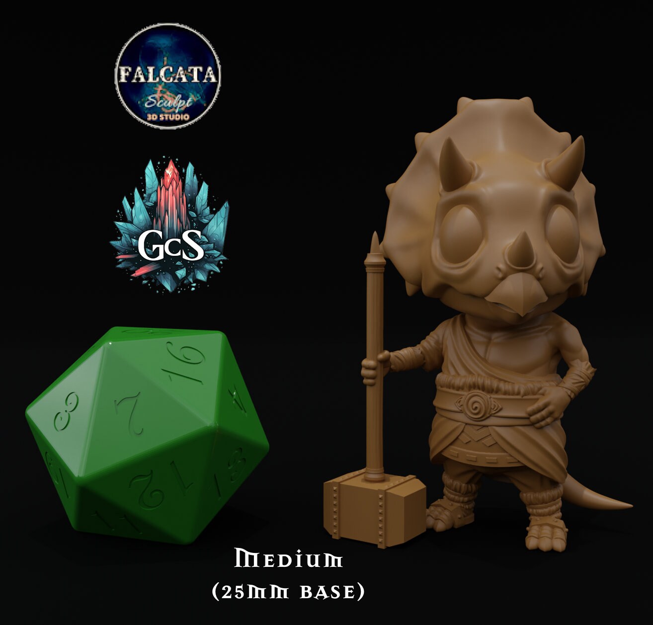 Triceratops Barbarian - Falcata3d - Chibi Dino Hero - Dnd | Pathfinder ...
