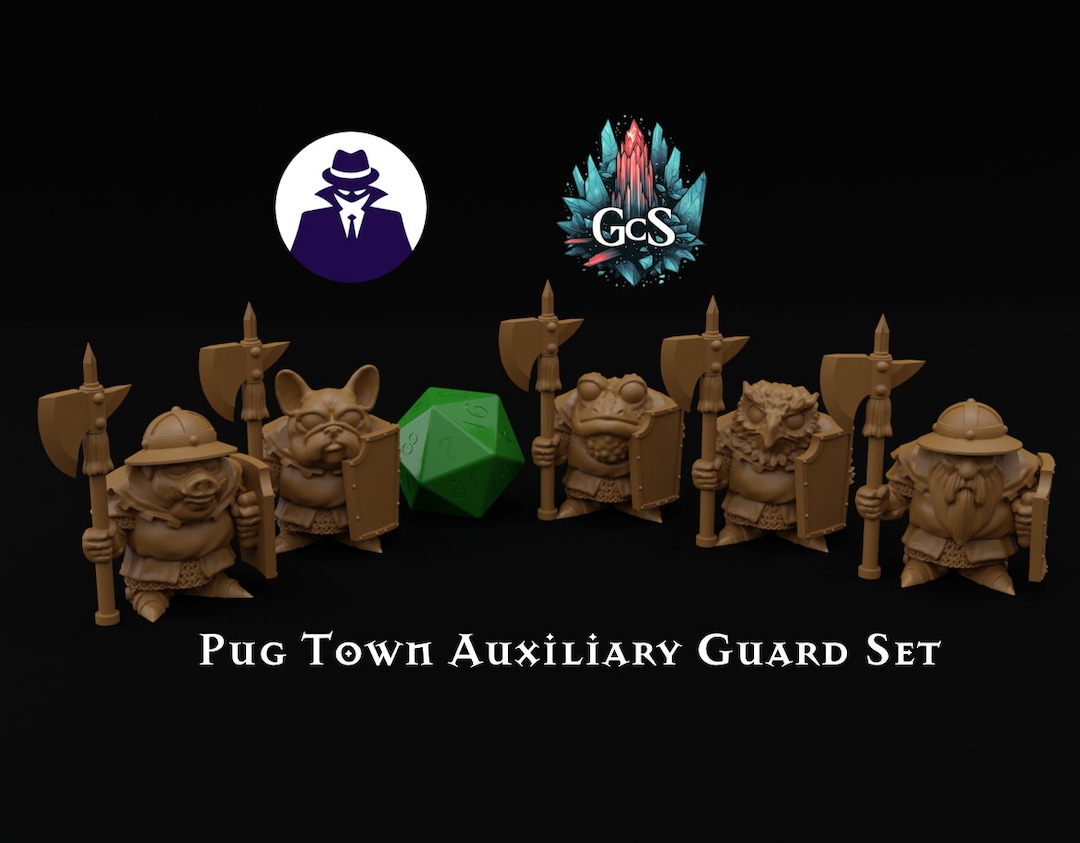 Pug Town Auxiliary Guard - Trenchcoat Miniatures - Medium Creatures ...