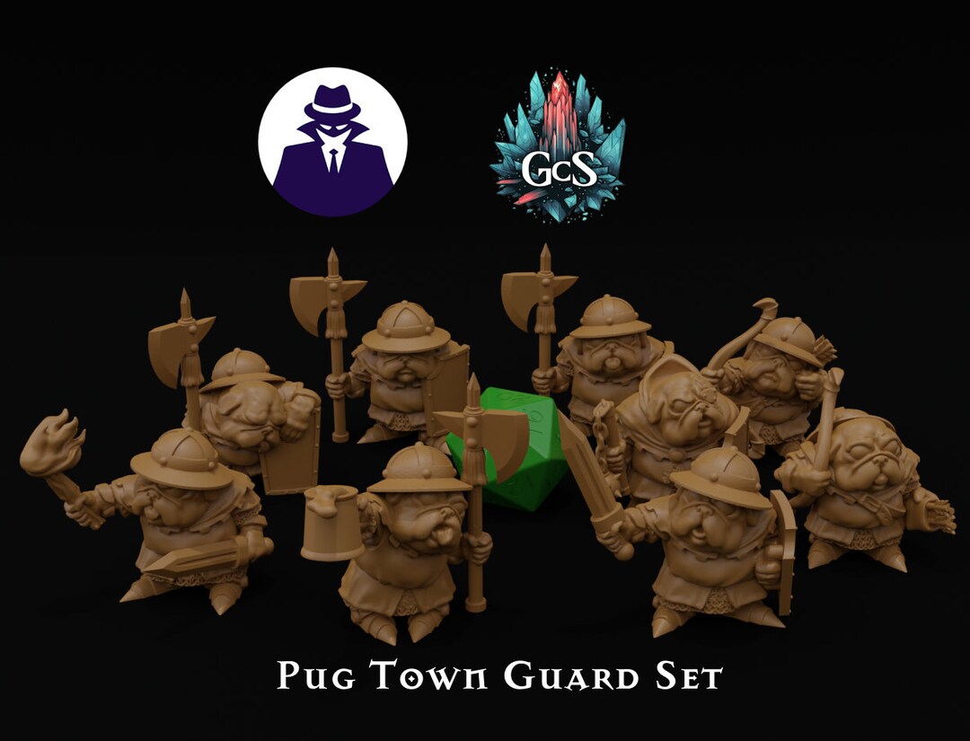 Pug Town Guard - Trenchcoat Miniatures - Medium Creatures - Dnd ...