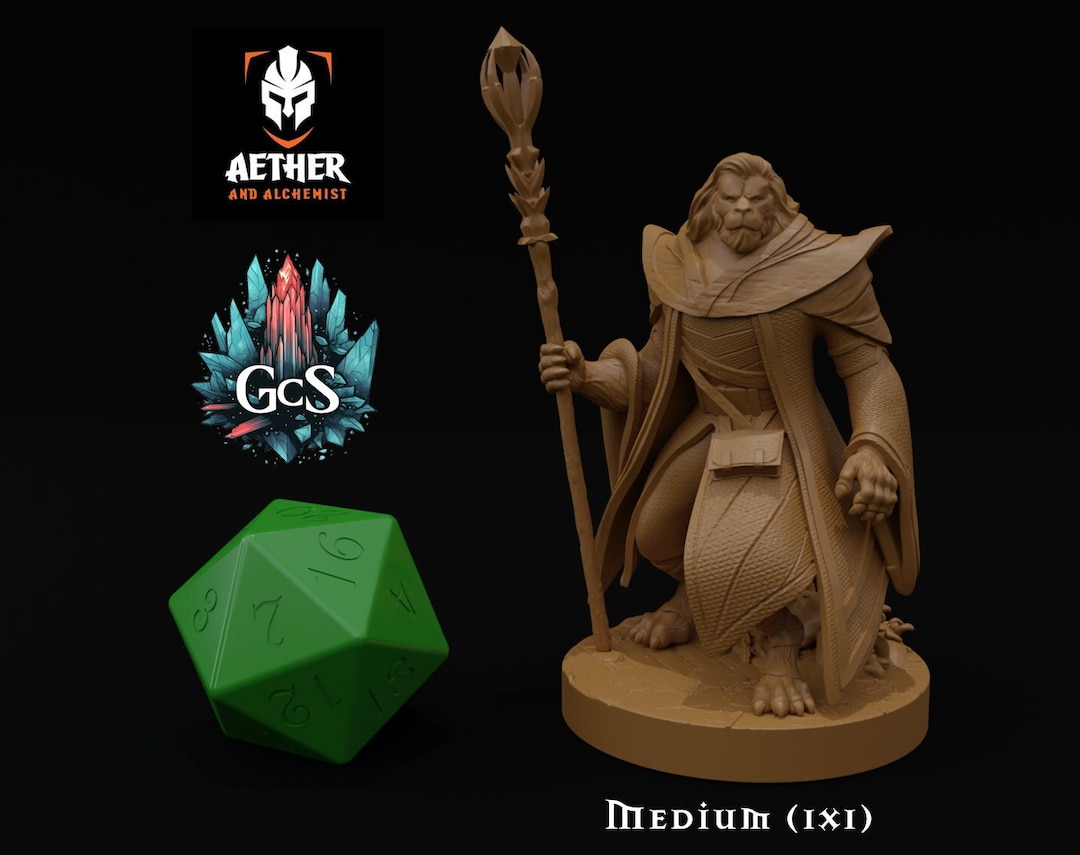 Leonin Wizard - Aether & Alchemist - Medium Scale Miniature or 75mm ...