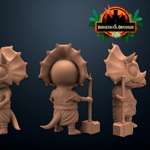 Triceratops Barbarian Falcata3d Chibi Dino Hero Dnd Pathfinder TTRPG 3D ...