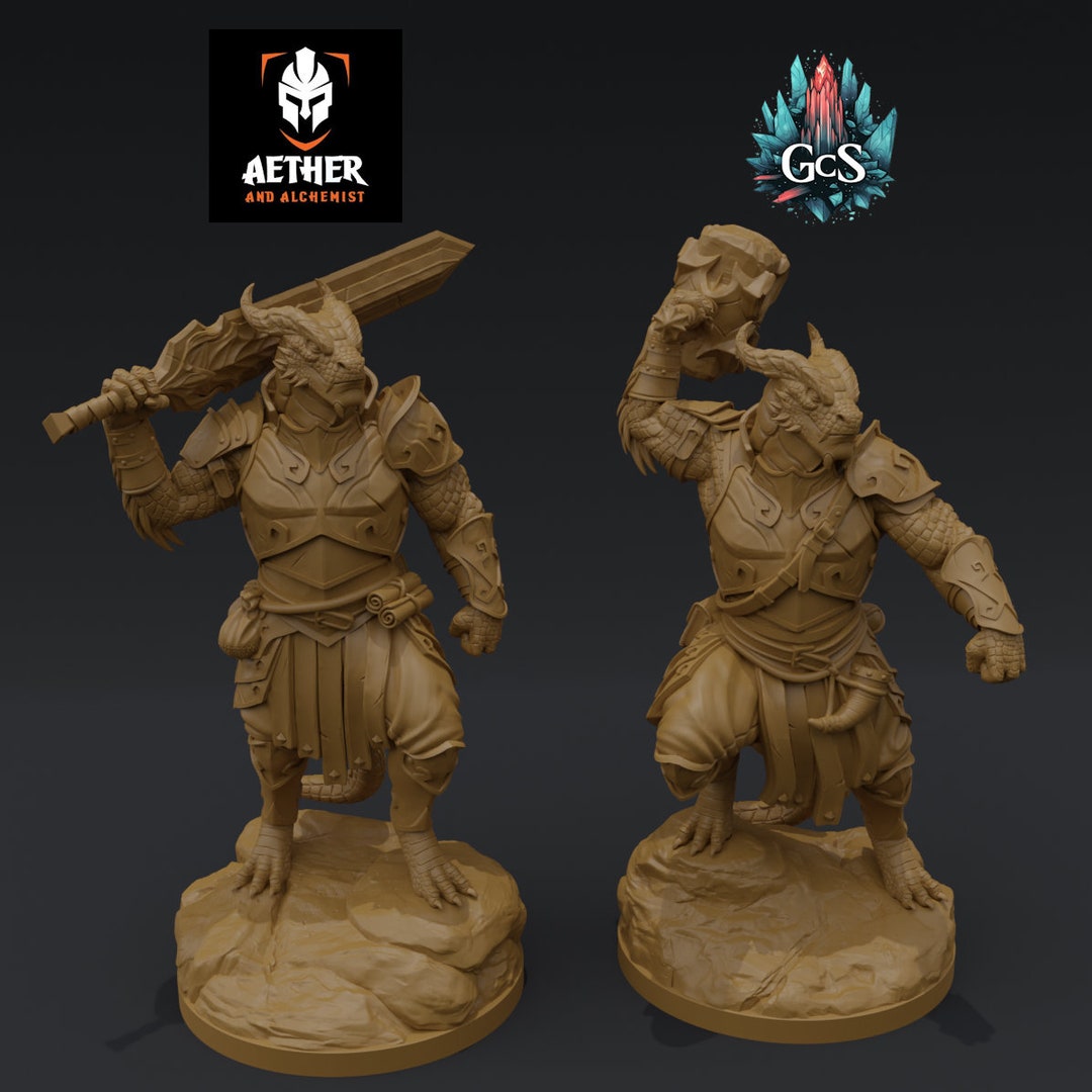 Male Dragonborn Warrior - Aether & Alchemist - Medium Mini or 75mm ...