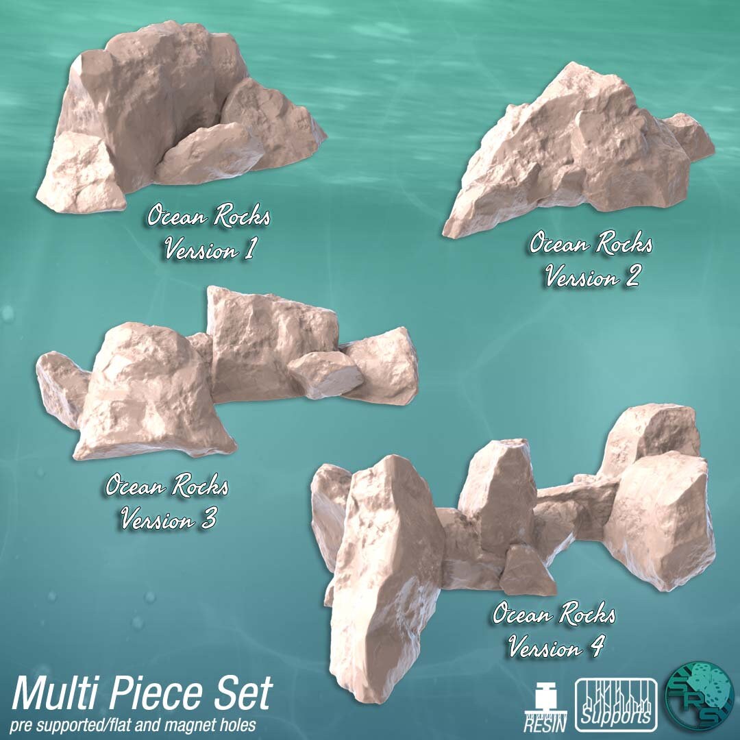 Sea Rocks Dnd Pathfinder TTRPG Terrain Set Sync - Etsy