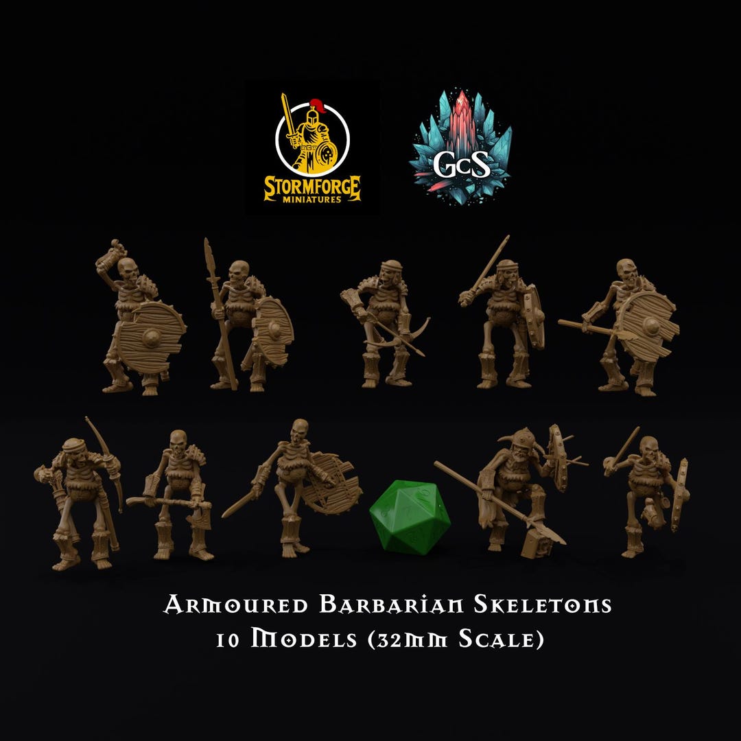 Armoured Barbarian Skeletons - Stormforge Miniatures - Skeletons - Dnd ...