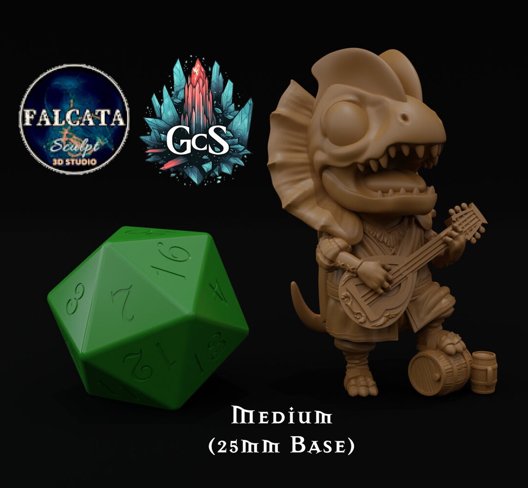 Dilophosaurus Bard - Falcata3d - Chibi Dino Hero - Dnd | Pathfinder ...