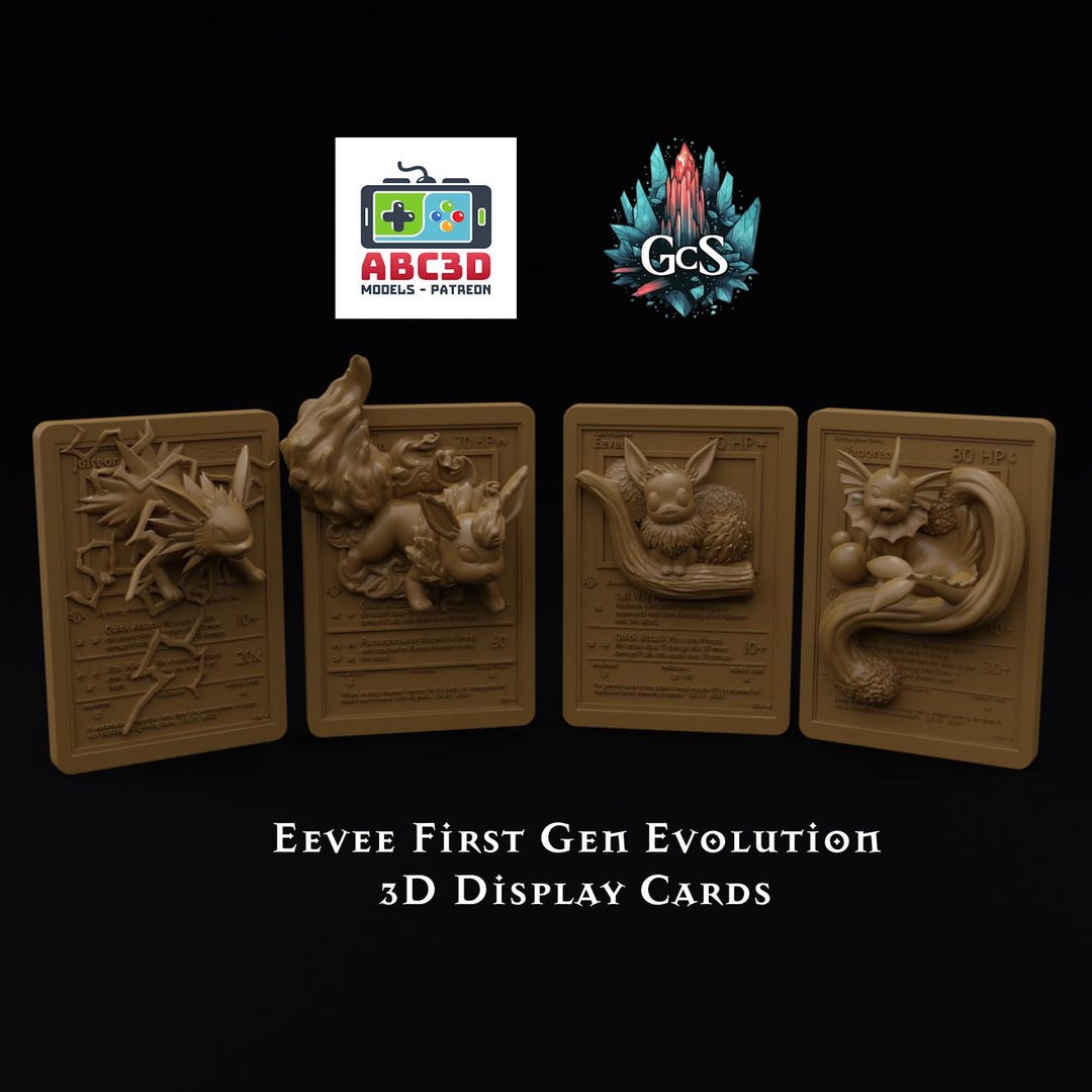 Eevee First Gen Evolution Cards - ABC3D Models - 3D Pokemon Fan Art ...