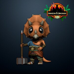 Triceratops Barbarian - Falcata3d - Chibi Dino Hero - Dnd | Pathfinder ...