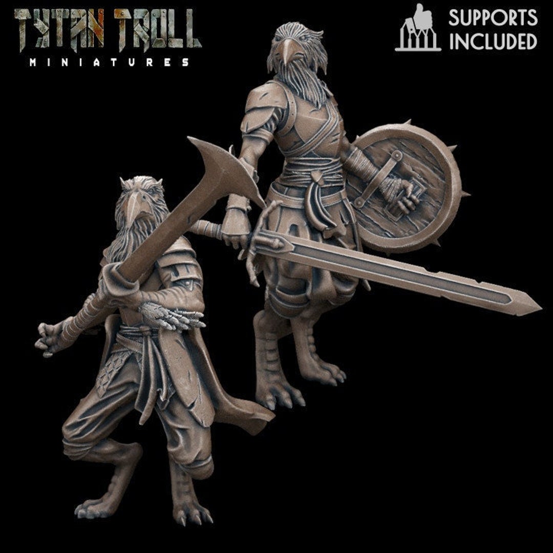 Kenku Fighter Male/female Dnd Pathfinder TTRPG 32mm - Etsy