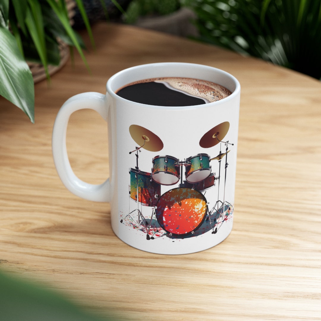 Drummer Mug, Drummer Gift, Water Paint Drums, Gift for Drummer, Fathers ...