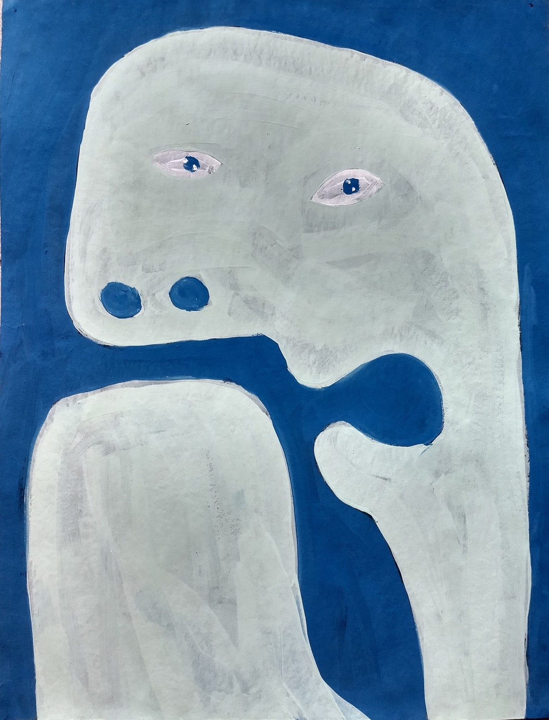 Modern Cubism Artwork in Blue Gray Color | Picasso Style Head Painting ...