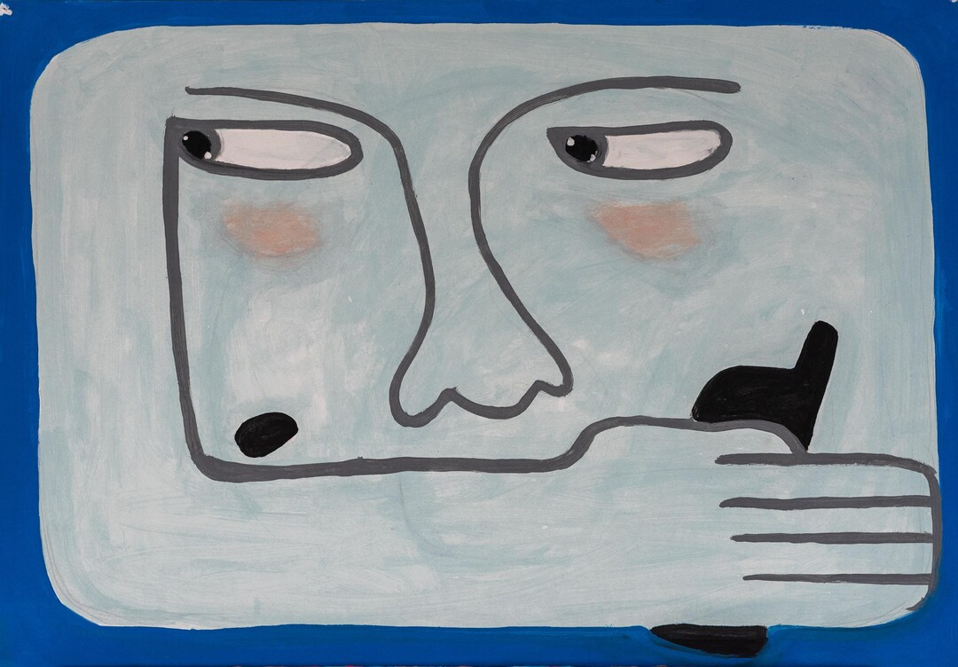 Modern Portrait Painting, Digital Phone Calling, Positive Artwork ...