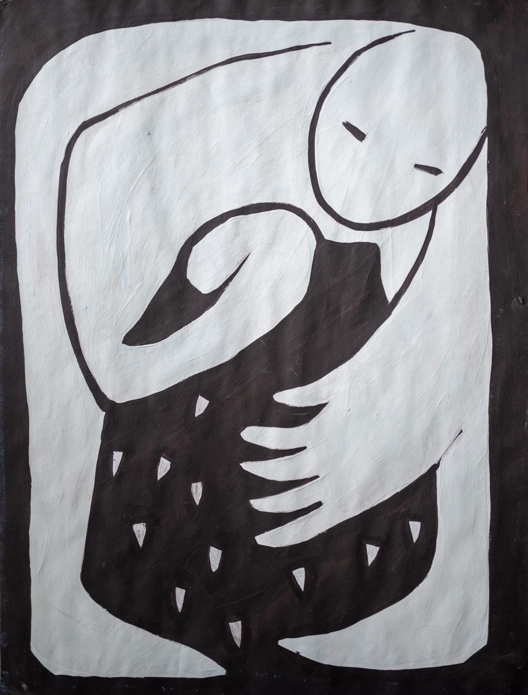 Black White Modern Style Serious Artwork, Sower on the Field. Modern ...