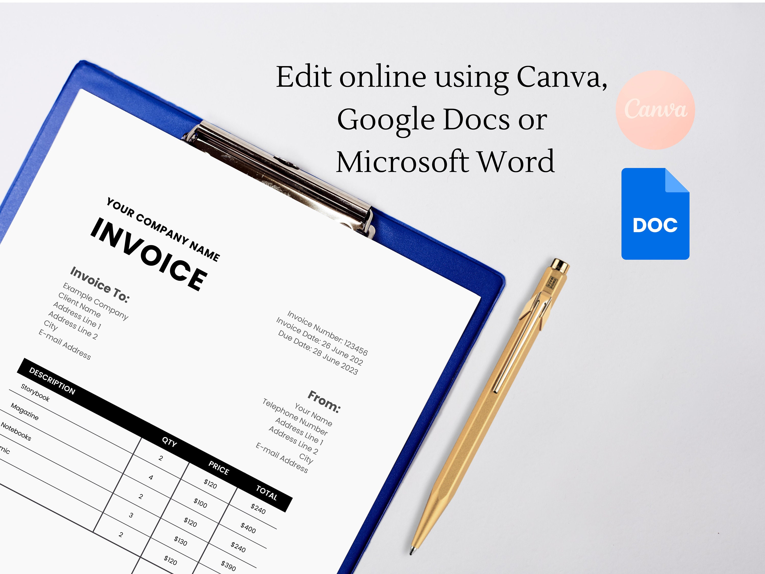 Invoice Template | Modern and Professional Invoice | Microsoft WORD ...