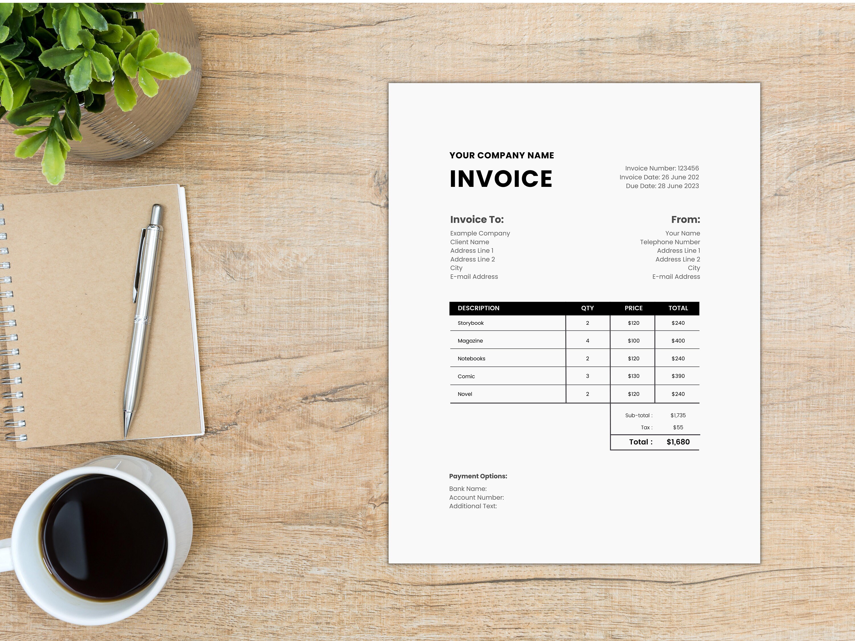 Invoice Template | Modern and Professional Invoice | Microsoft WORD ...