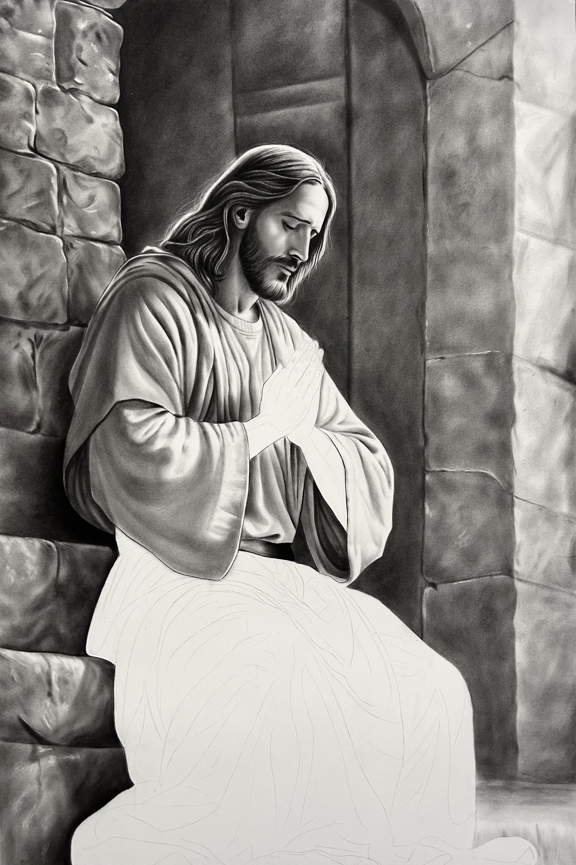 Jesus Charcoal Drawing, Jesus Portrait, Jesus Picture, Christ Artwork ...