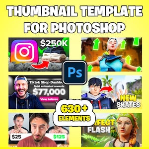 Viral Youtube Thumbnails Pack for Photoshop Thumbnail Pack Editable ...