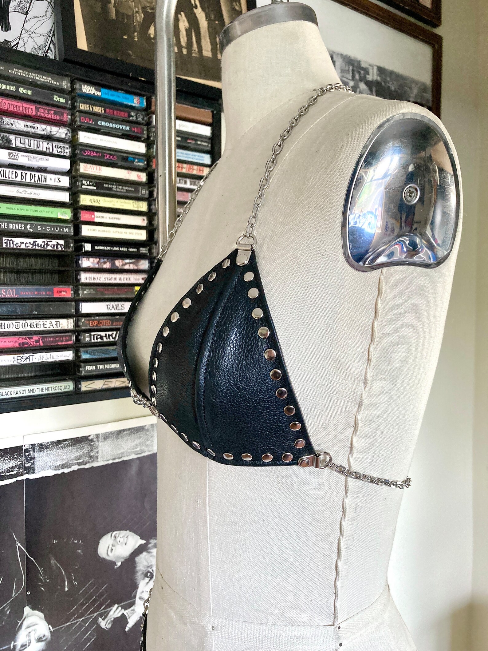 BLVD ANGEL Leather Halter Chain Bra - Etsy