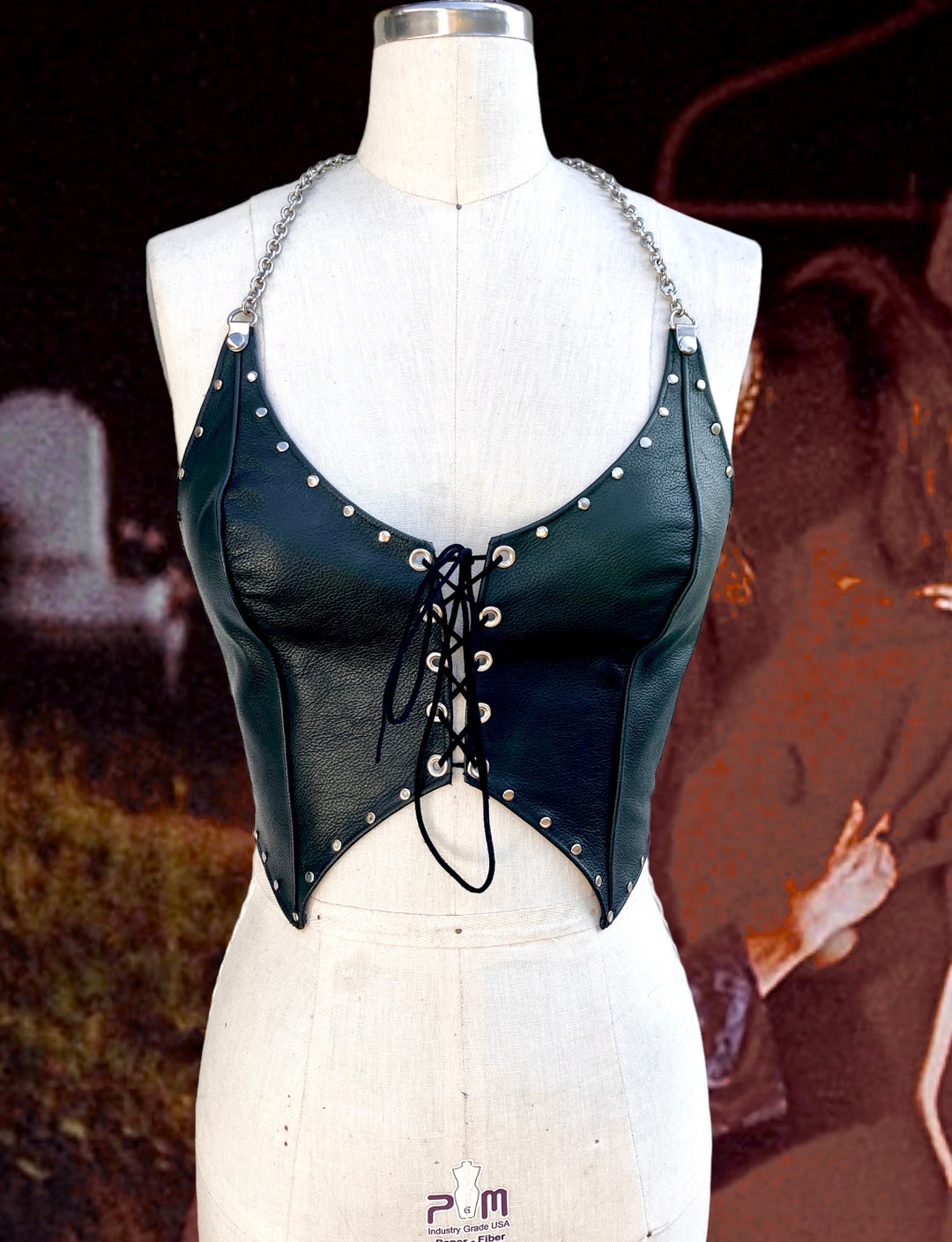 VAMPYRO Studded Leather Lace-up Princess Corset - Etsy