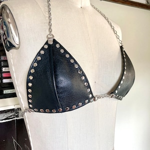 BLVD ANGEL Leather Halter Chain Bra - Etsy