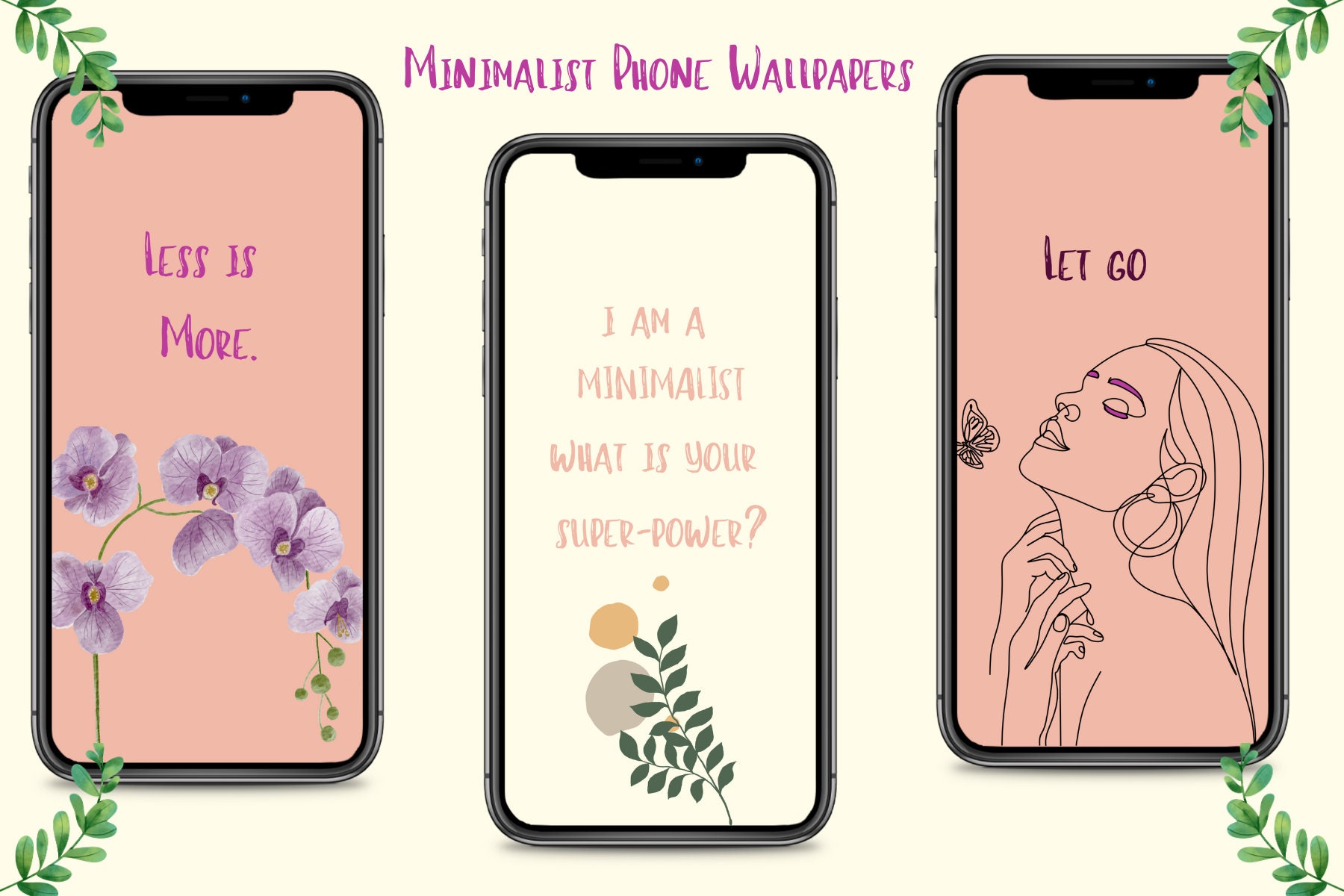 3 Minimalist Phone Wallpapers - Less is More - Etsy