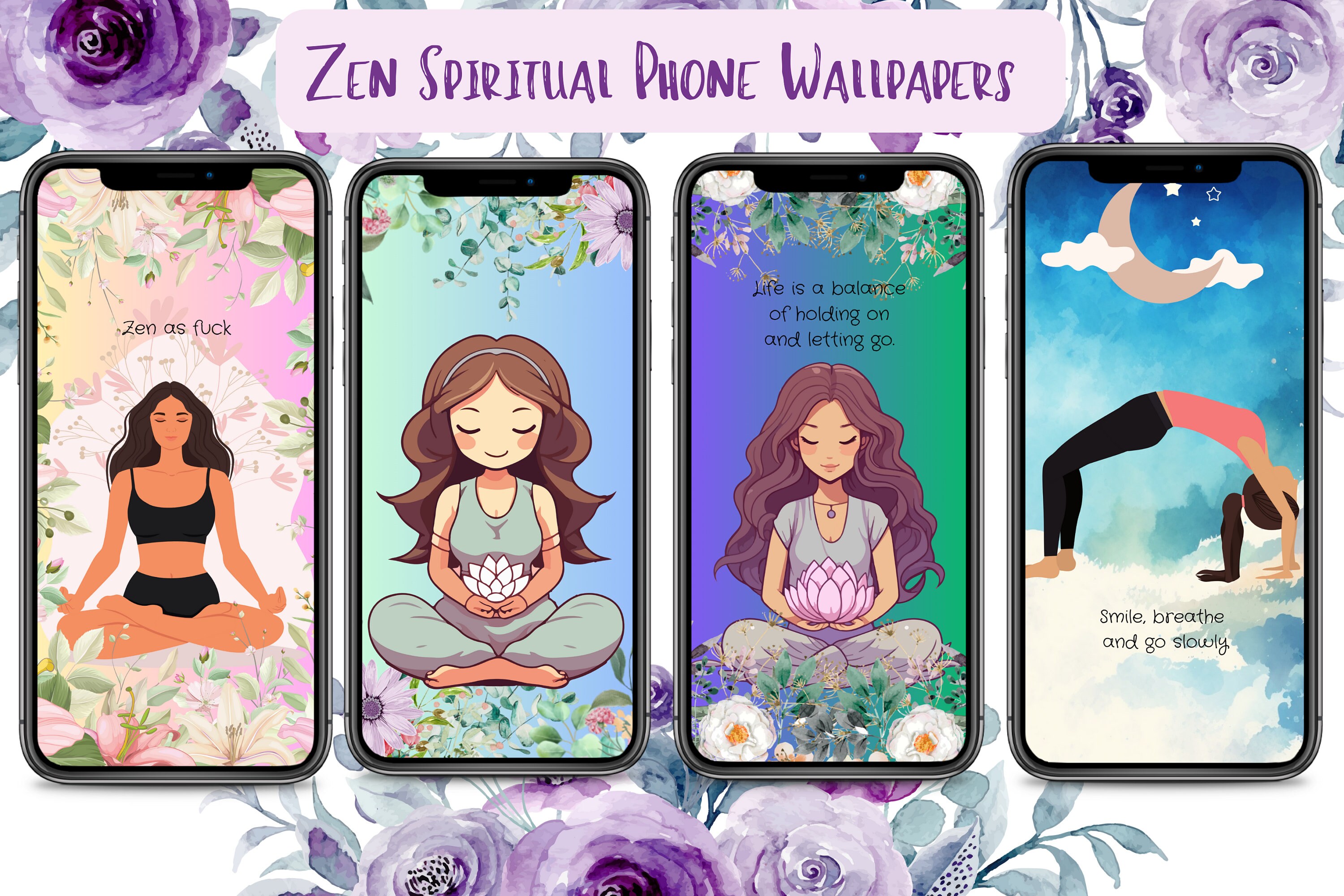 Beautiful Yoga Themed Phone Wallpapers for Android - 4pcs at a Very ...