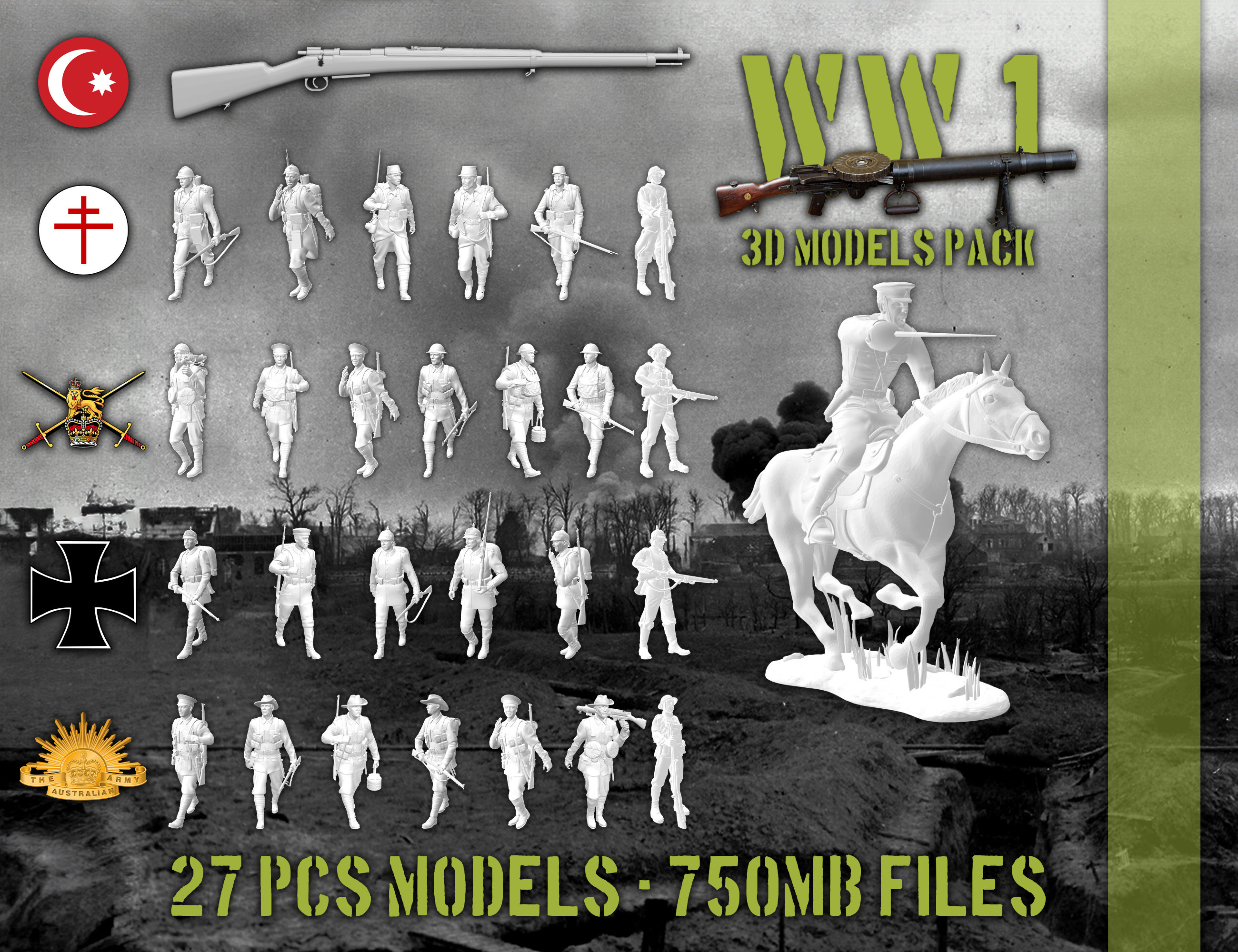 WW1 3d Stl Pack 27 Pcs Models World War 1 3d Stl Pack 3d Stl Stl File ...