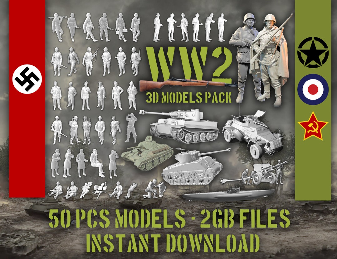 Ww2 3d Stl Pack 50 Pcs Models World War 2 3d Stl Pack 3d Stl Stl File